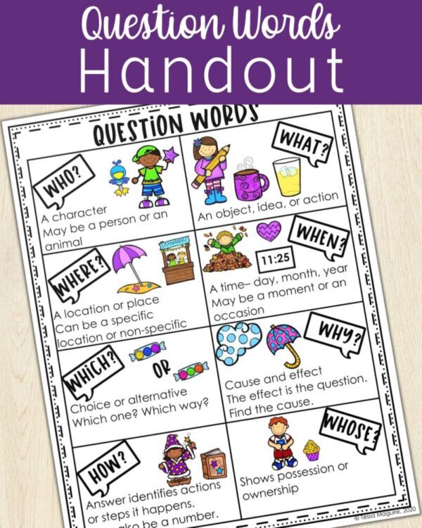 Question Words Handout - Tales from Outside the Classroom
